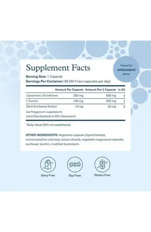 YOUTHEORY Liposomal Glutathione Resveratrol Antioxidant Supplement 60 Count