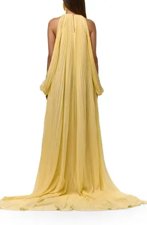 Naked Wardrobe Pleated Chiffon Halter Maxi Dress