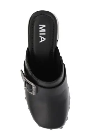 Mia Larina Faux Leather Platform Clogs - Black