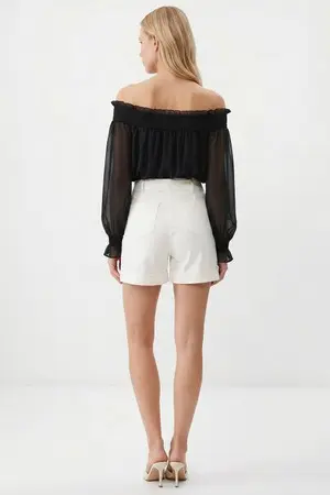 EXQUISE Pocketed Button Front Denim Shorts