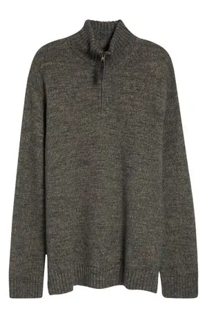 MAISON MARGIELA Oversize Cotton & Wool Blend Half Zip Sweater