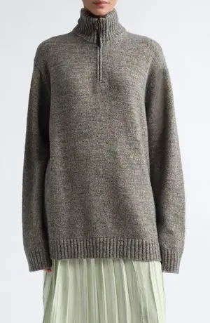 MAISON MARGIELA Maison Margiela Oversized Mélange Half-Zip Sweater
