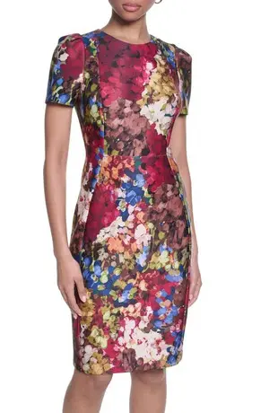 Karl Lagerfeld Floral Scuba Crepe Sheath Dress