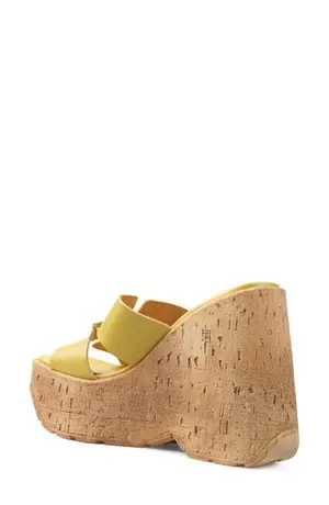 CANDIE'S Marabelle Platform Wedge Slide Sandal - Ginger Leather