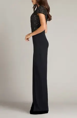 Tadashi Shoji Lace Top Wide Leg Jumpsuit