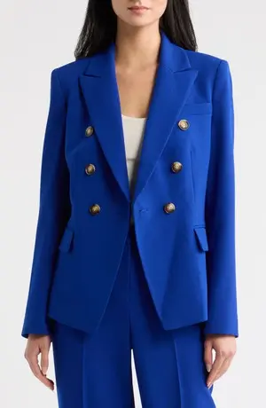 TAHARI ASL Crepe Double Breasted Blazer