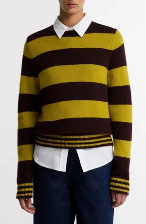 Barbour Woodhouse Striped Wool & Cashmere Crewneck Sweater - Fig Multi