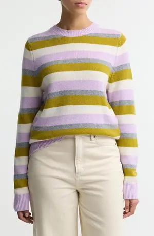 Barbour Woodhouse Striped Wool & Cashmere Crewneck Sweater - Frosted Heather Multi