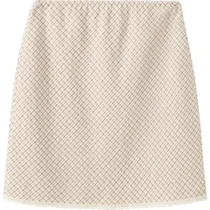 Mango Checkered Midi Skirt - Ecru