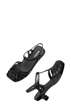 Melissa Vixen Slingback Kitten Heel Sandal - Clear Black