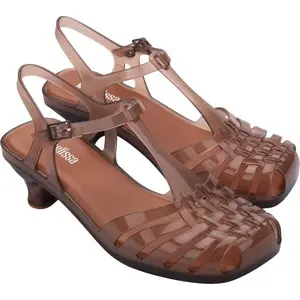 Melissa Vixen Slingback Kitten Heel Sandal - Clear Brown
