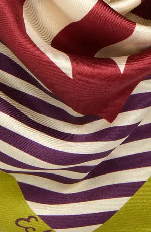 Echo Striped Silk Bandana - Mulled Wine