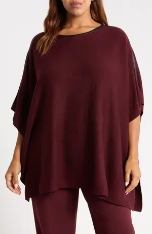 Anne Klein Faux Leather Trim Cape