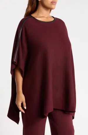 Anne Klein Faux Leather Trim Cape