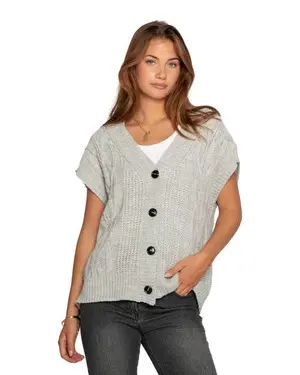 BELLE & BLOOM Rosette Oversized Knitted Vest - Grey