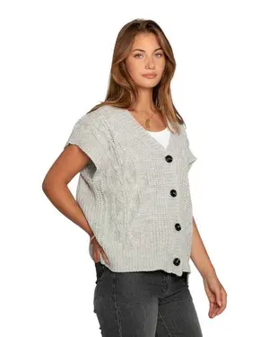 BELLE & BLOOM Rosette Oversized Knitted Vest - Grey
