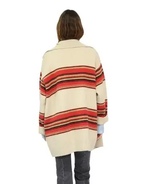 BELLE & BLOOM Oversized Striped Knitted Cardigan Coat