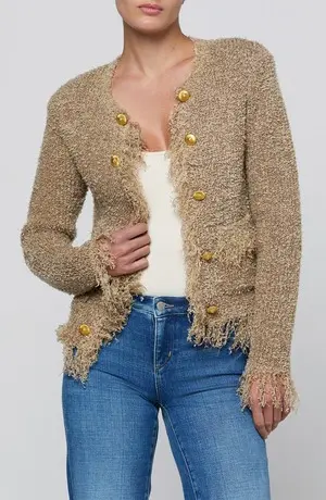 L'Agence Mireille Fringe Trim Cardigan