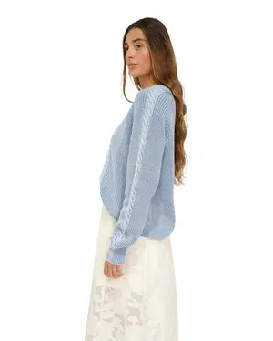 BELLE & BLOOM Hudson Street Cable Knit Sweater - Dark Blue