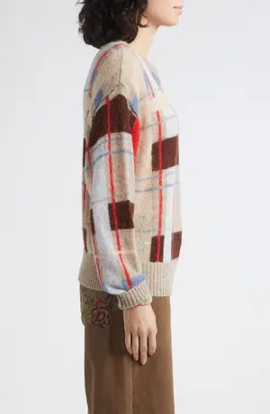 Stine Goya Grid Check Alpaca & Merino Wool Blend Sweater