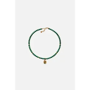 DANIELA MILLAN JEWELRY Malachite Beaded Necklace With Woven Pendant - Green