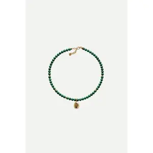 DANIELA MILLAN JEWELRY Malachite Beaded Necklace With Woven Pendant - Green