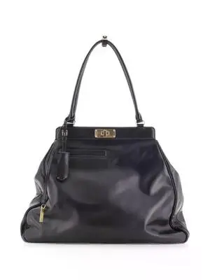 Prada Frame Lock Leather Large Tote Bag