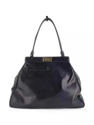Prada Frame Lock Leather Large Tote Bag