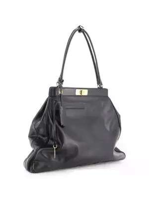 Prada Frame Lock Leather Large Tote Bag