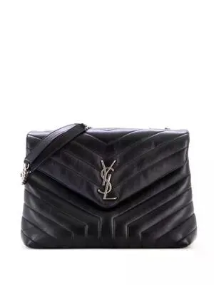 Saint Laurent Loulou Matelasse Chevron Leather Medium Shoulder Bag - Black