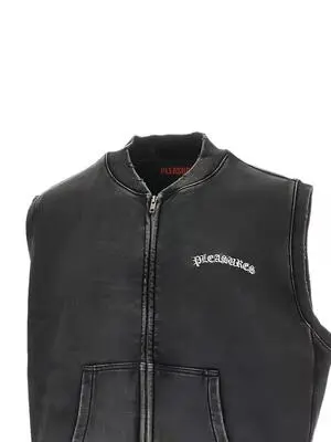 PLEASURES Faded-effect Zip-up Sweatshirt - Black