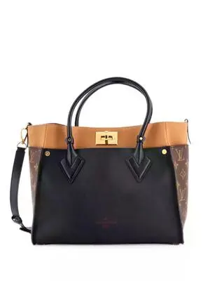 LOUIS VUITTON On My Side Leather With Monogram Canvas Mm Tote Bag