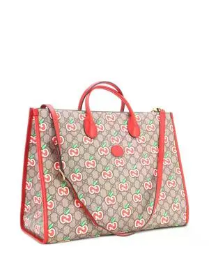 Gucci Convertible Open Apple Gg Coated Canvas Large Tote Bag