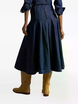 Polo Ralph Lauren Pleated Denim Midi Skirt