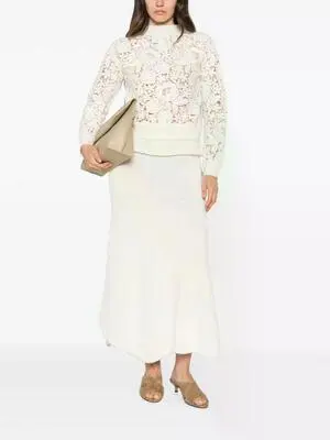 ERMANNO FIRENZE Wool Floral-lace High Neck Sweater