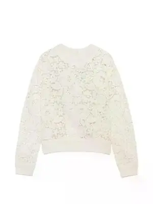 ERMANNO FIRENZE Wool Floral-lace High Neck Sweater - Neutrals