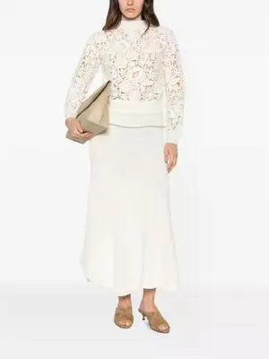ERMANNO FIRENZE Wool Floral-lace High Neck Sweater