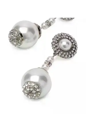 Alessandra Rich Faux-pearl Crystal-embellished Earrings - Silver