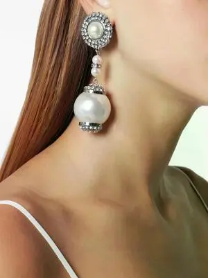 Alessandra Rich Faux-pearl Crystal-embellished Drop Earrings