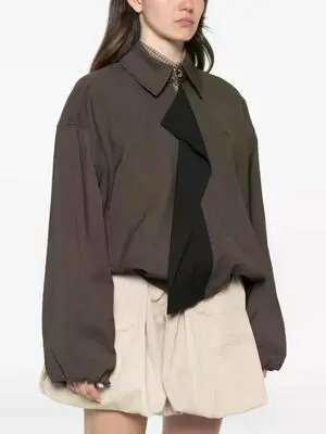 Loewe Logo Embroidered Zip-up Jacket - Brown
