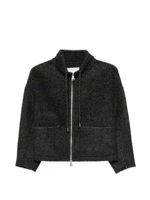 ERMANNO FIRENZE Ribbed-knit Drawstring Jacket - Grey