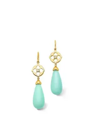 EDINA KISS Chalcedony And Diamond Drop Earrings - Gold