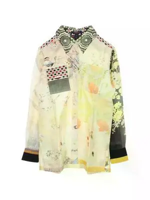 LOUIS VUITTON 2020s Graphic-print Silk Shirt - Yellow