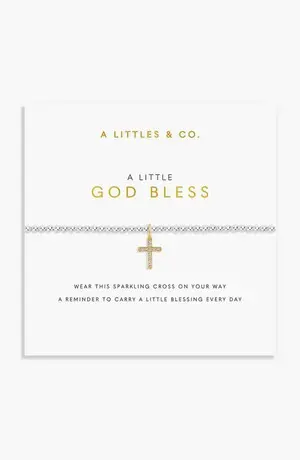KATIE LOXTON A Little God Bless Beaded Bracelet With Cross Charm - Gold