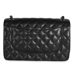 Chanel Quilted Caviar Jumbo Double Flap Bag - Black