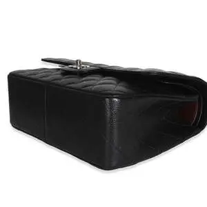 Chanel Quilted Caviar Jumbo Double Flap Bag - Black