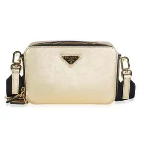Prada Saffiano Travel Brique Crossbody Bag - Gold