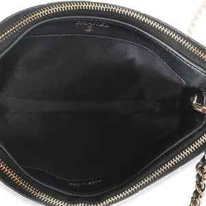 Chanel Quilted Lambskin Pearl Cc Double Zip Phone Holder With Chain