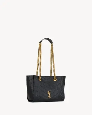 Saint Laurent Niki Small Shopping Bag In Vintage Leather - Black