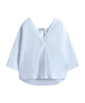 ECOALF V-neck Shirt With Ruched Back And Wide Sleeves